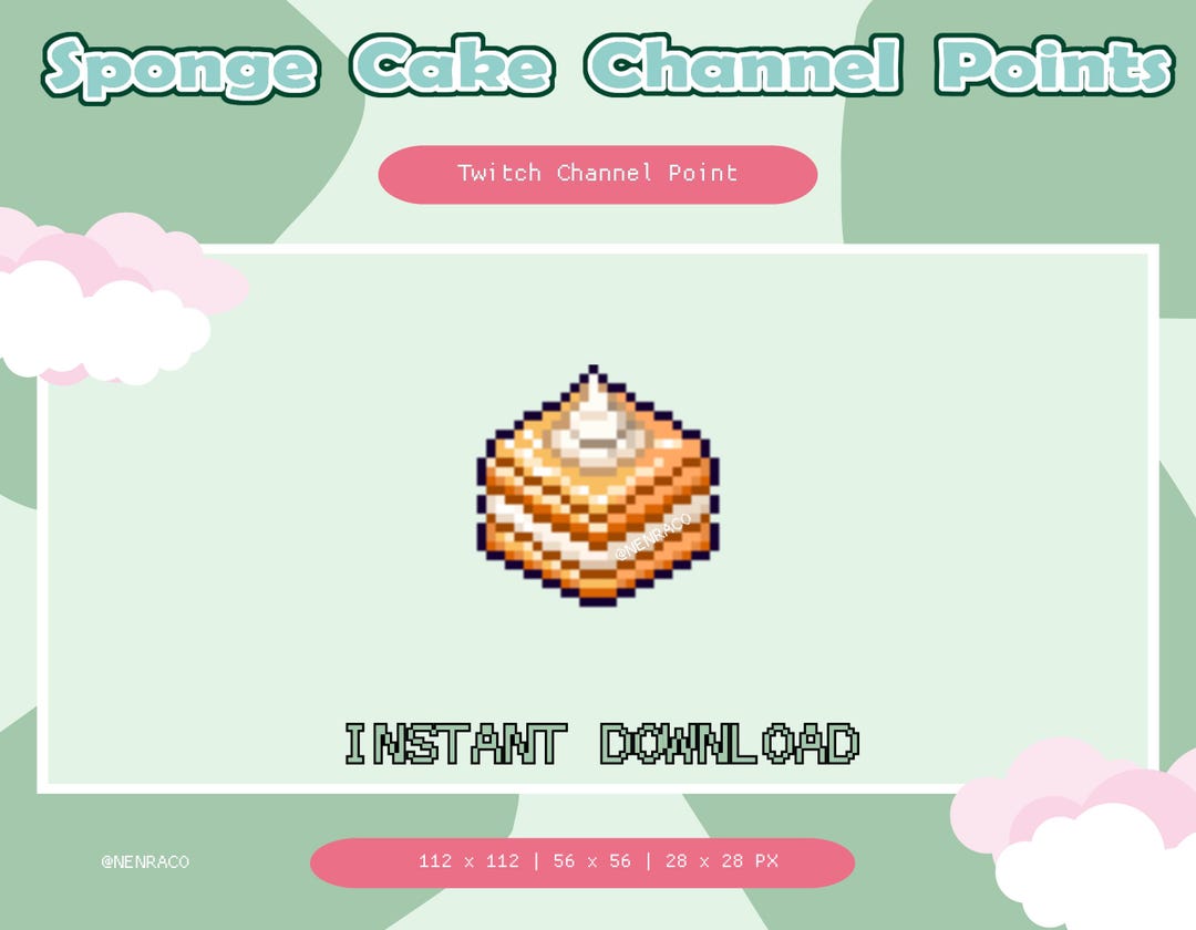 Pixel Art Sponge Cake Icon | Twitch Channel Points | Cute Gamer Badge ...