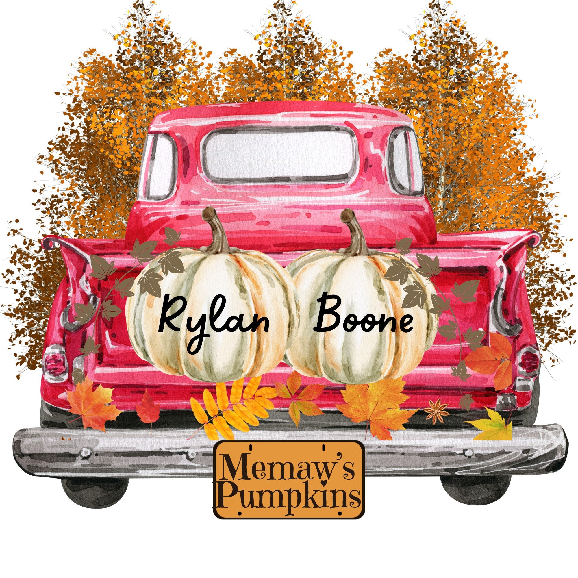 Red Fall Truck With Customizable Pumpkins PNG Digital File Only - Etsy