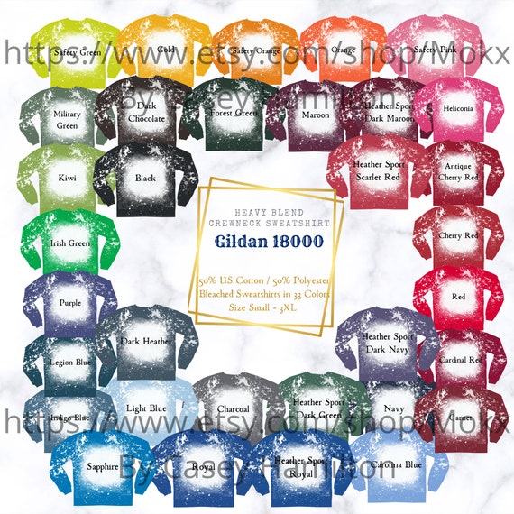 Gildan 18000 Bleached Color Chart Bundle Digital Mockup Only - Etsy