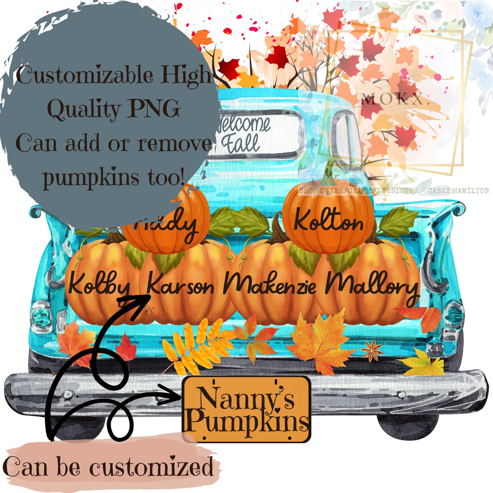 Fall Truck With Customizable Pumpkins PNG Digital File Only - Etsy