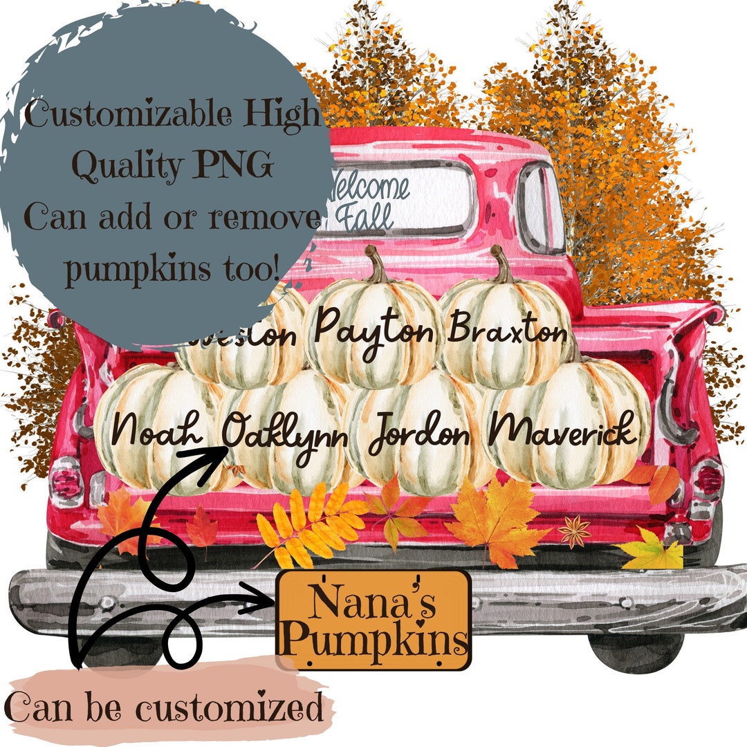 Red Fall Truck With Customizable Pumpkins PNG Digital File Only - Etsy
