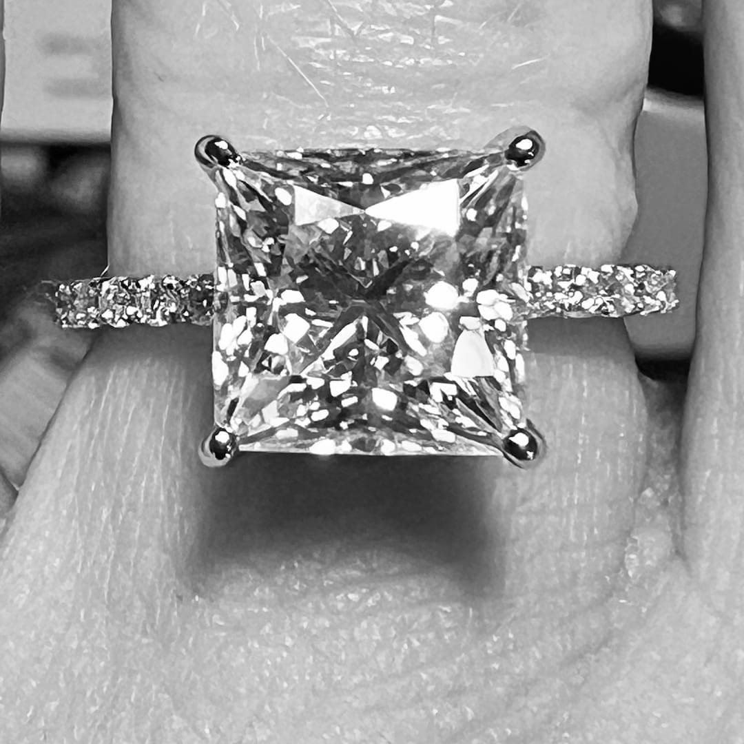 Certified 5CT Princess Cut K VS1 EX EX Lab Grown Diamond Engagement ...