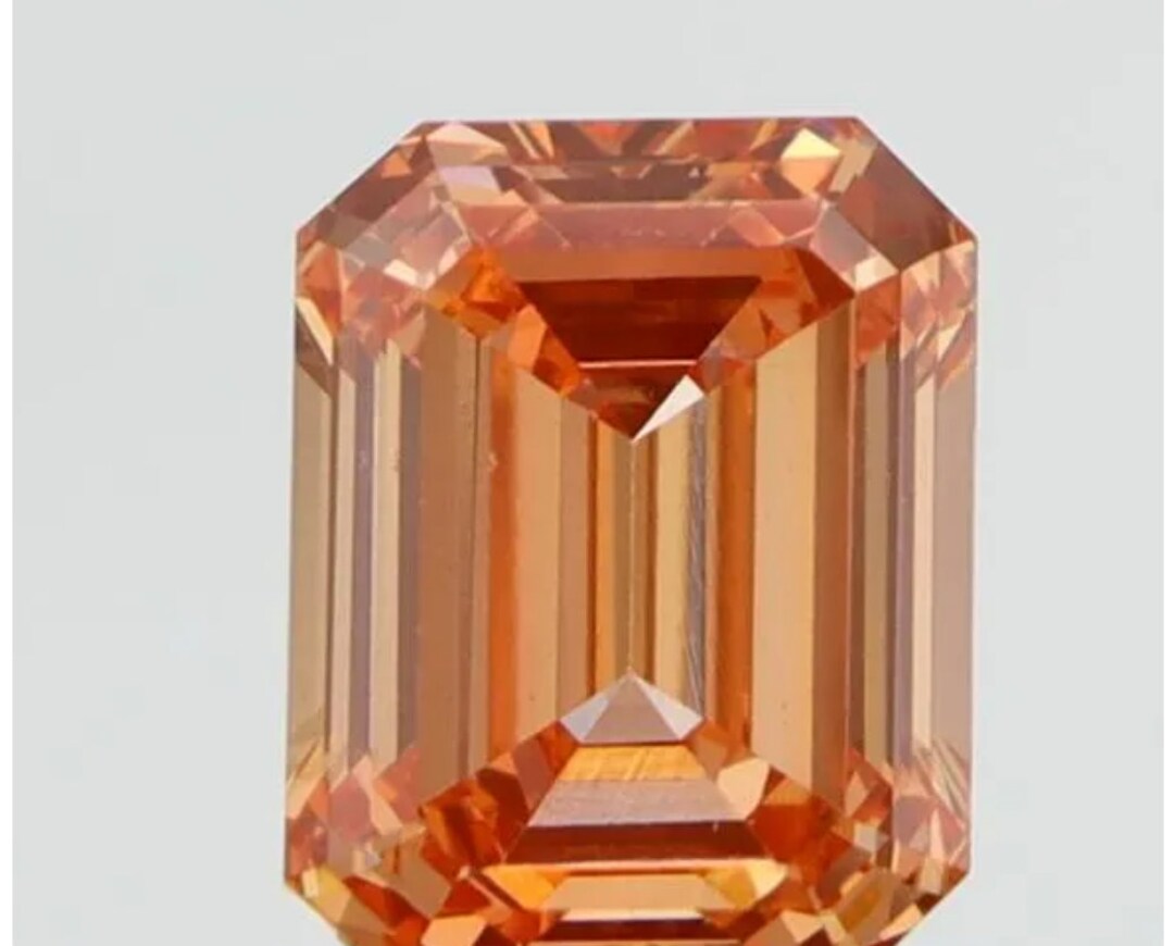 Rare 1.51CT Emerald Cut Fancy Orange Lab Grown Loose Diamond ...