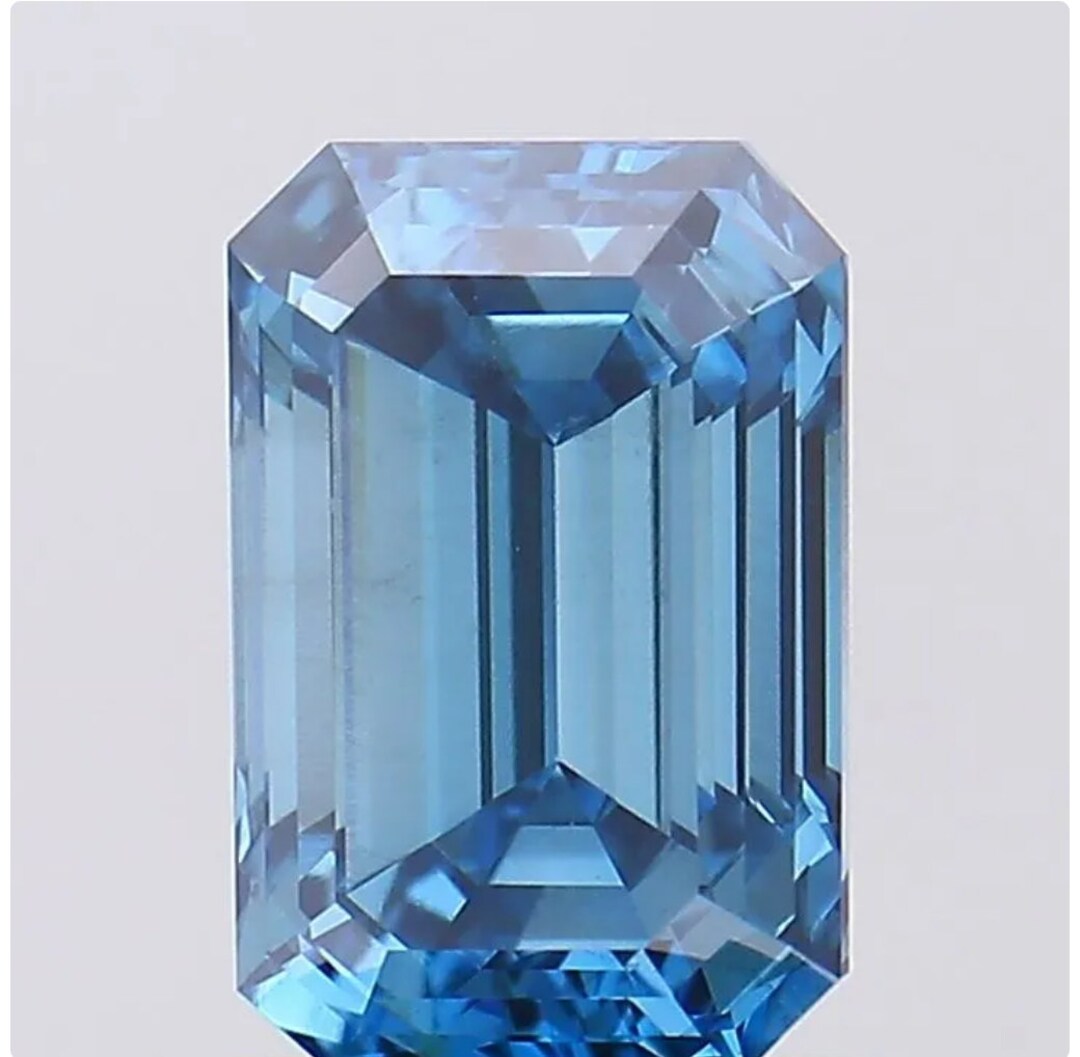 Certified 1.03CT Emerald Cut Fancy Vivid Blue Loose Lab Grown Diamond ...