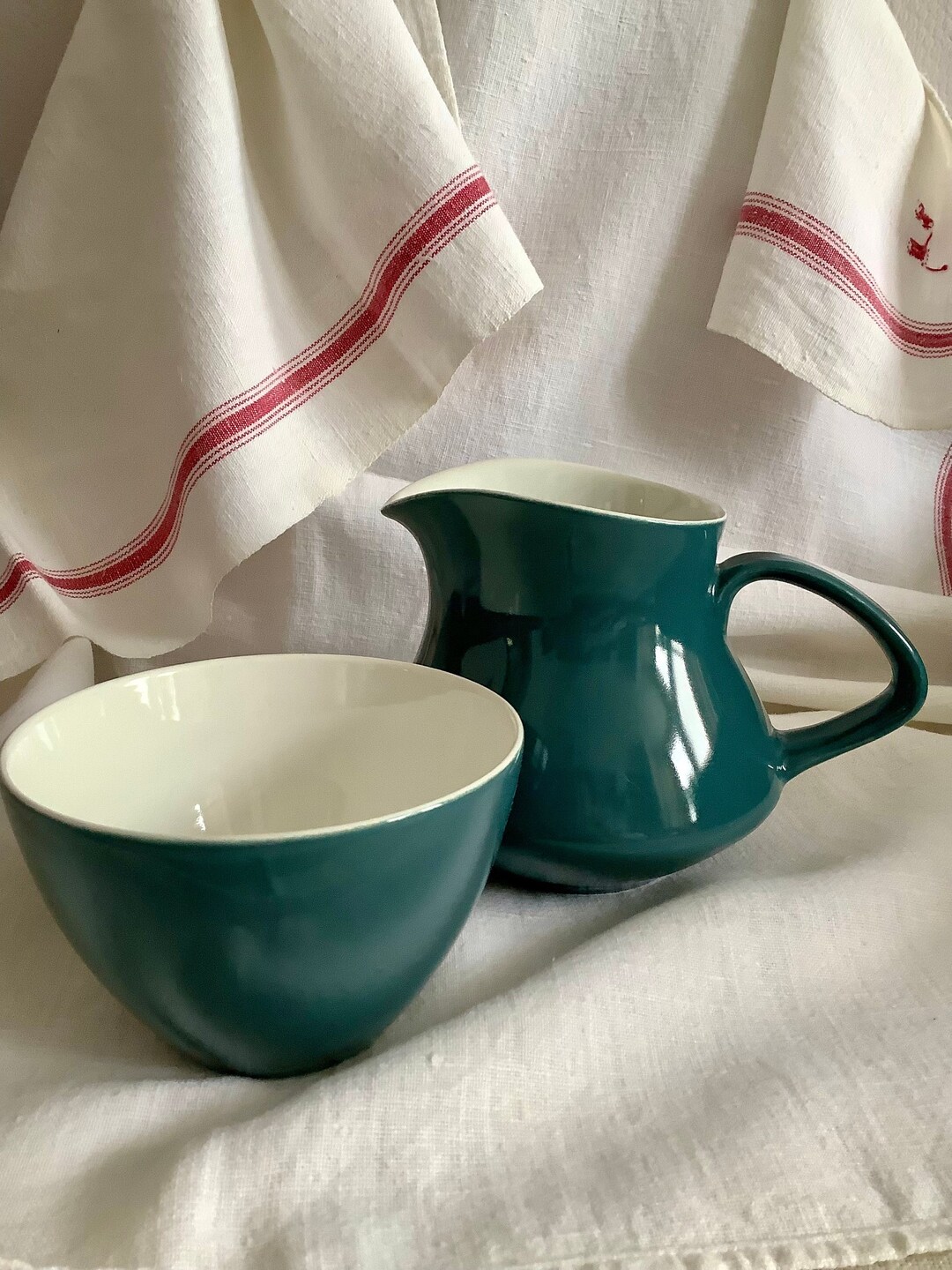 Vintage Poole Pottery Blue Moon Milk Jug and Sugar Bowl, Mid Century ...