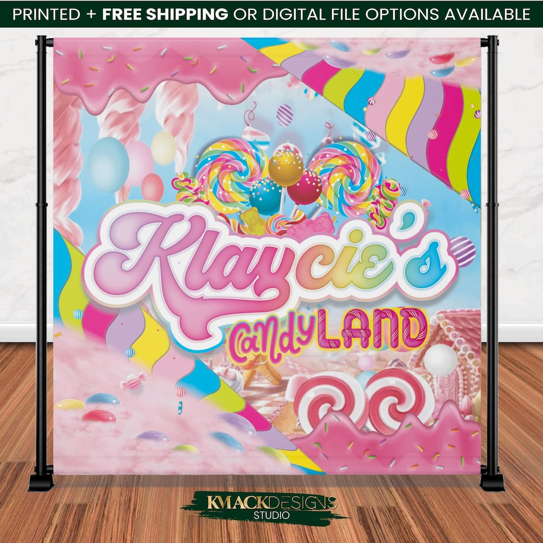 Candyland Pastel 1st Birthday Baby Shower Personalized Backdrop | Candy ...