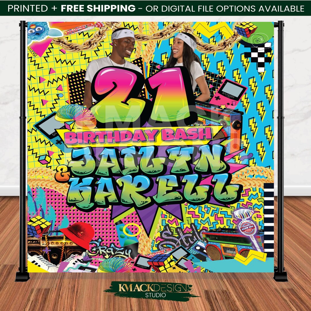 Freaknik Retro 80s 90s Neon Birthday Personalized Backdrop | Throwback ...