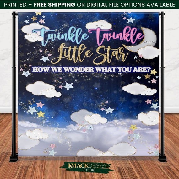 Twinkle Twinkle Gender Reveal Theme Personalized Backdrop - Etsy