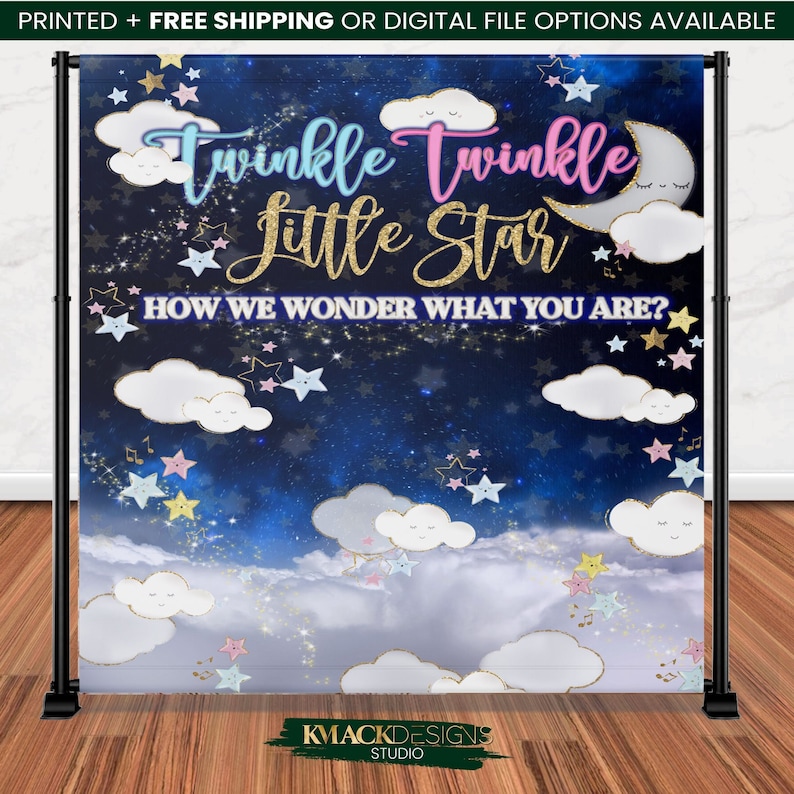 Twinkle Twinkle Gender Reveal Theme Personalized Backdrop - Etsy