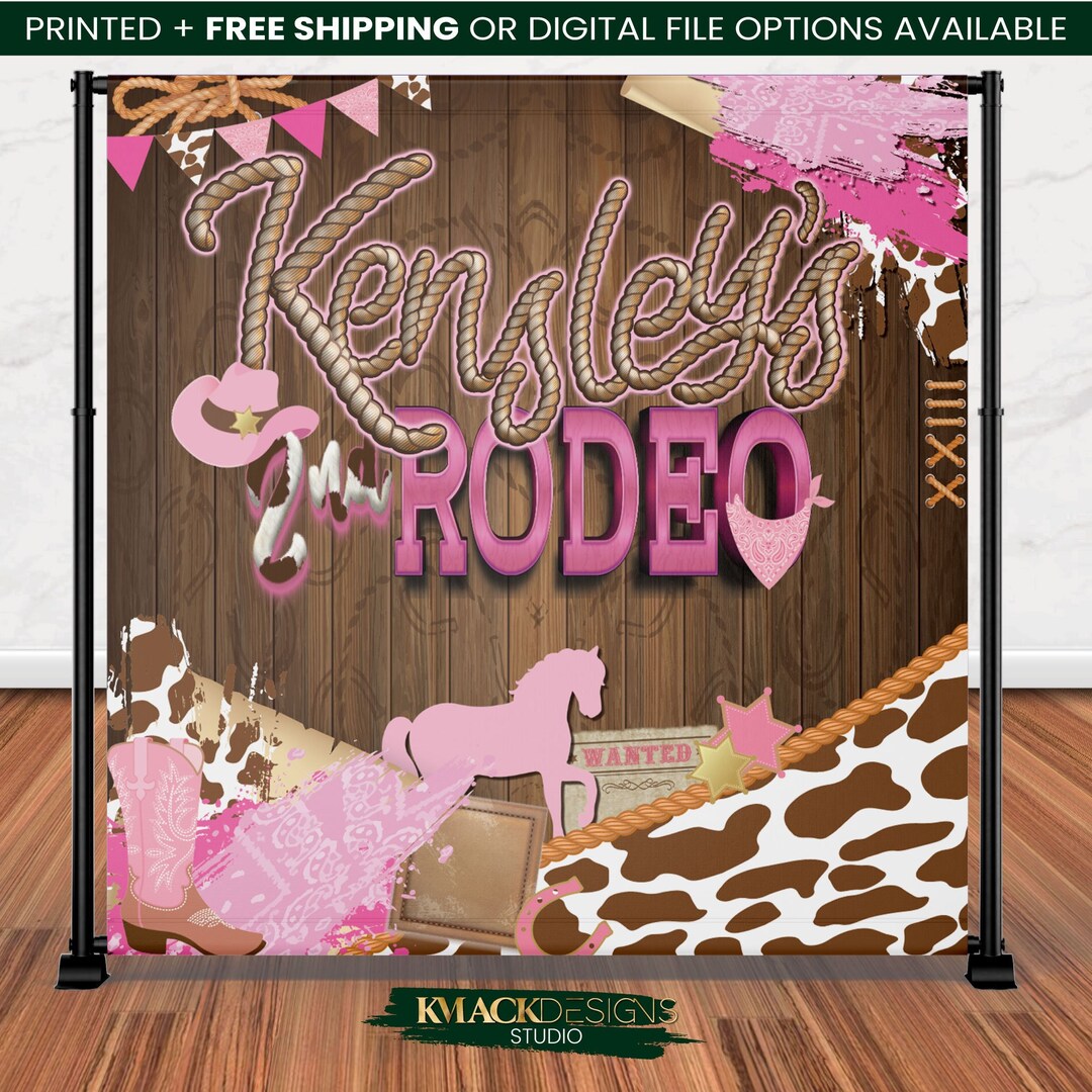 Rodeo Western Pink Birthday Cow Personalized Backdrop | Western Theme ...