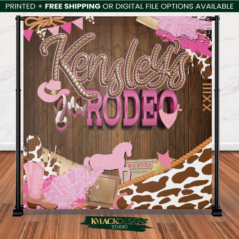 Rodeo Western Pink Birthday Cow Personalized Backdrop - Etsy