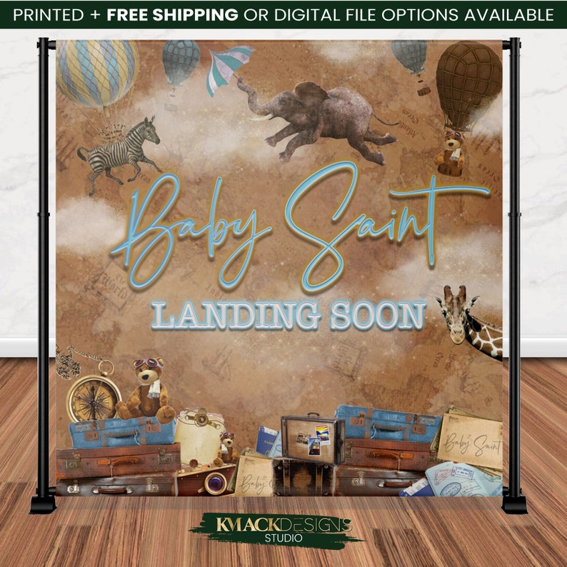 Travel Safari Theme Baby Shower Personalized Backdrop Vintage Travel ...