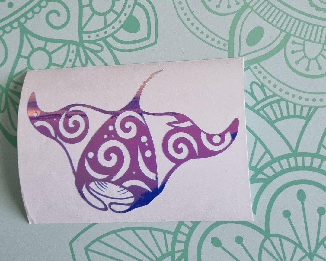 Manta Ray Mandala Holographic Vinyl Sticker - Etsy