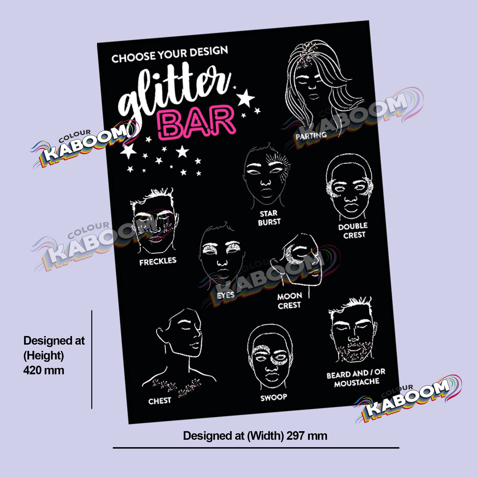 Glitter Bar Menu | 9 Festival Face Choices | Festival Glitter Menu ...