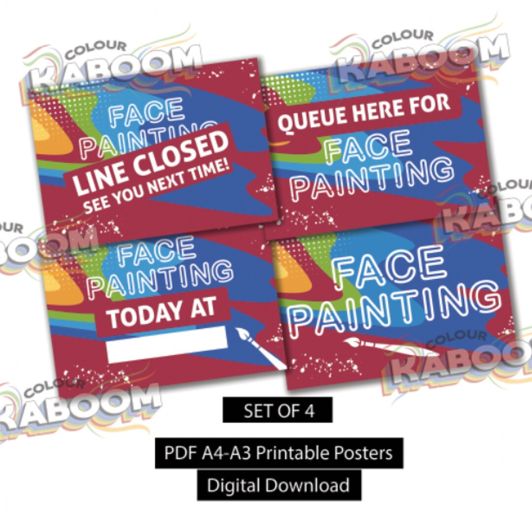 Face Painting Posters | Face Painter Booth | Face Painter Line Signs ...