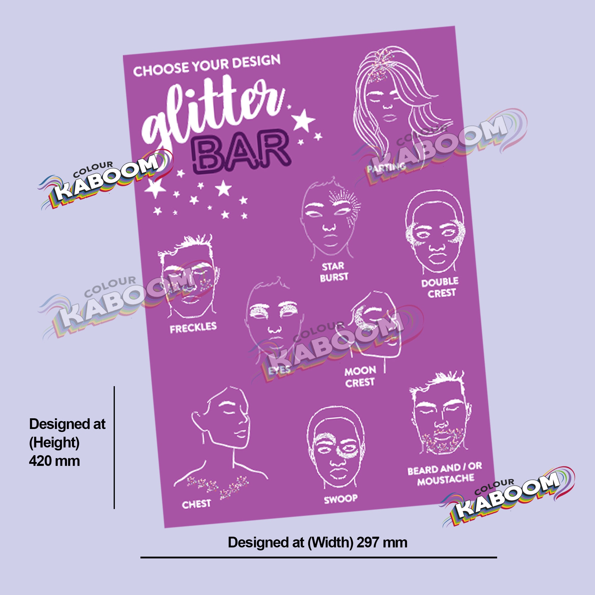Glitter Bar Menu | 9 Festival Face Choices | Festival Glitter Menu ...