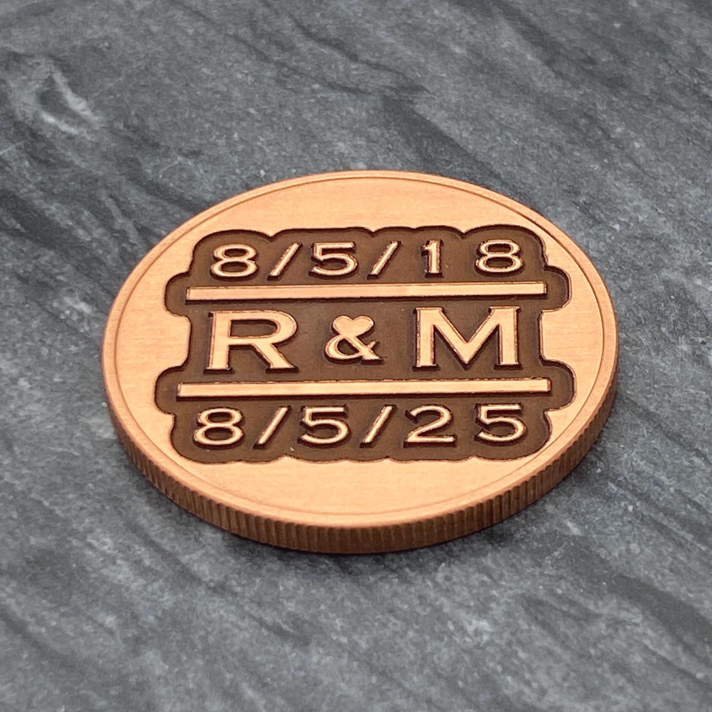 7th Anniversary Copper Coin – Custom Engraved Gift, 7 Year Anniversary ...