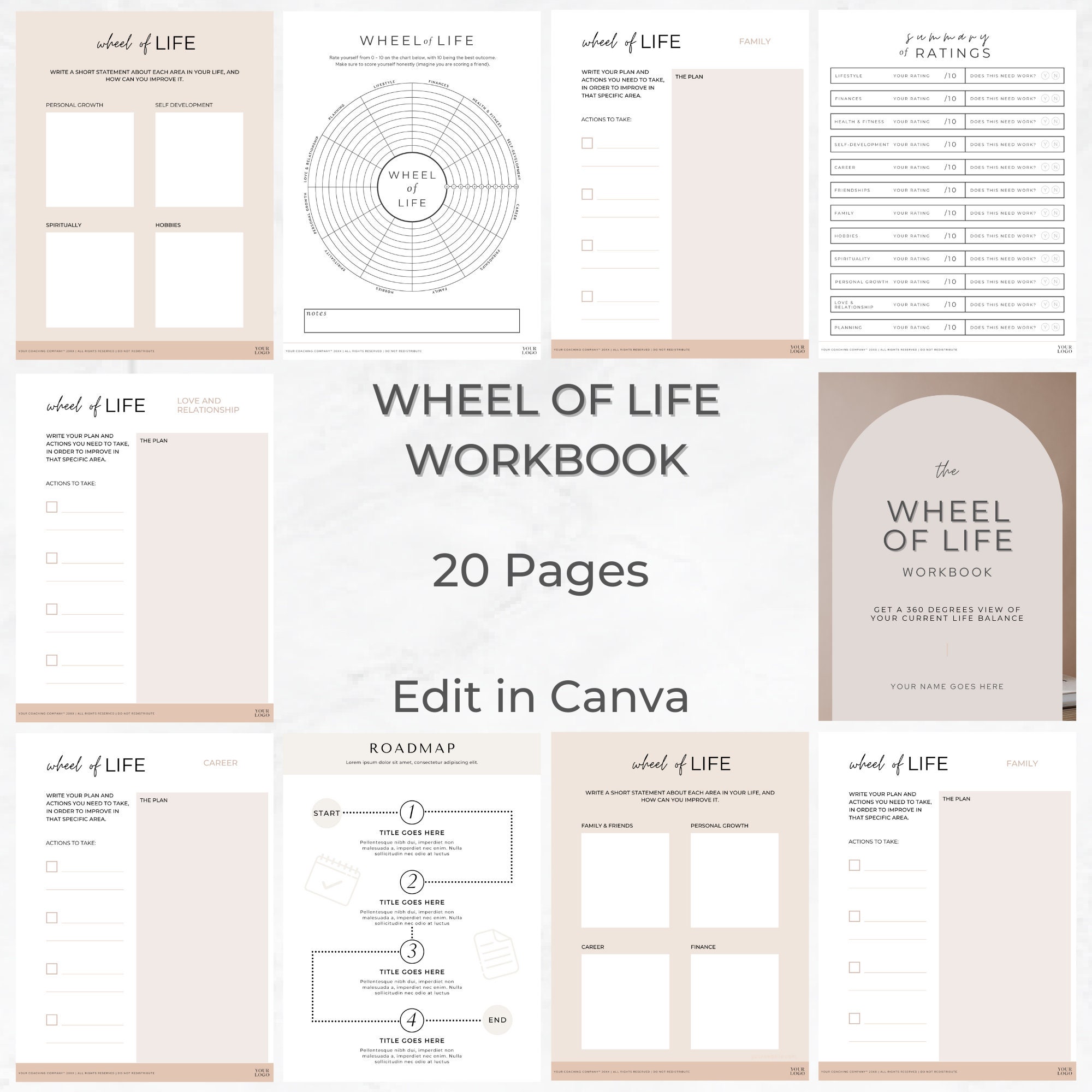 Wheel of Life Workbook INSTANT DOWNLOAD Coaching Worksheet - Etsy