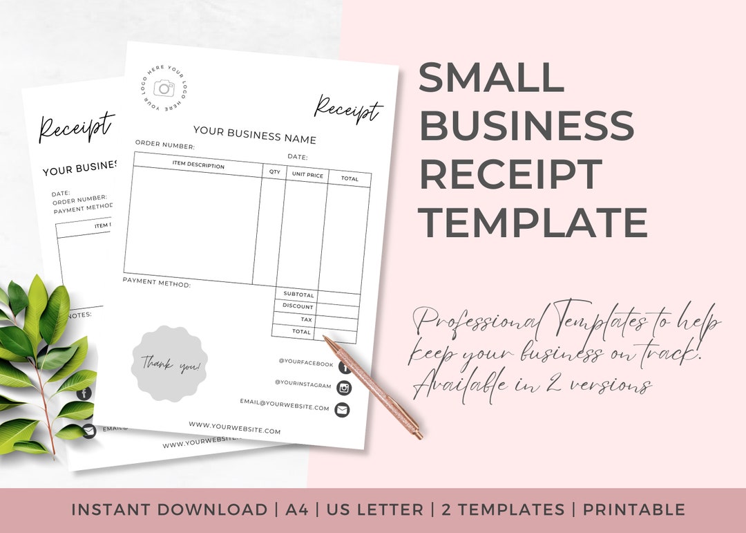 Customer Receipt Template INSTANT DOWNLOAD Printable Receipt Receipt ...