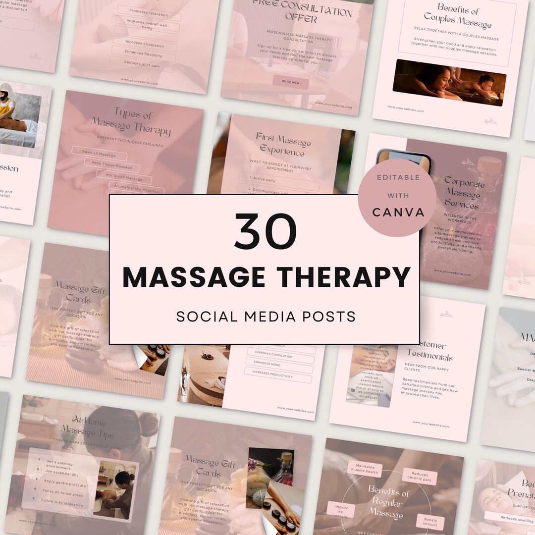 Editable Massage Therapy Posts | Instagram Templates | Spa Marketing ...
