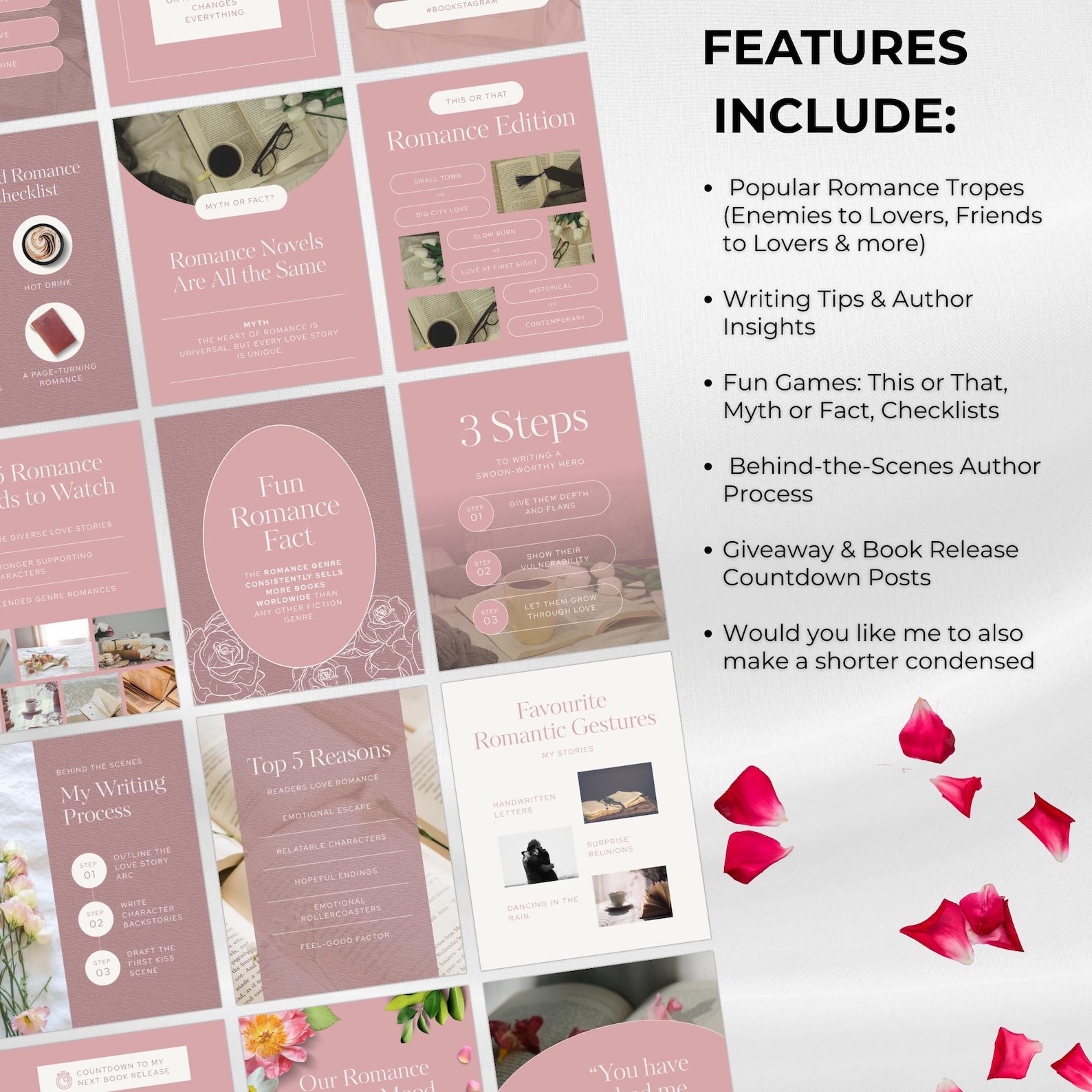 Romance Authors Canva Instagram Templates | Book Marketing | Social ...