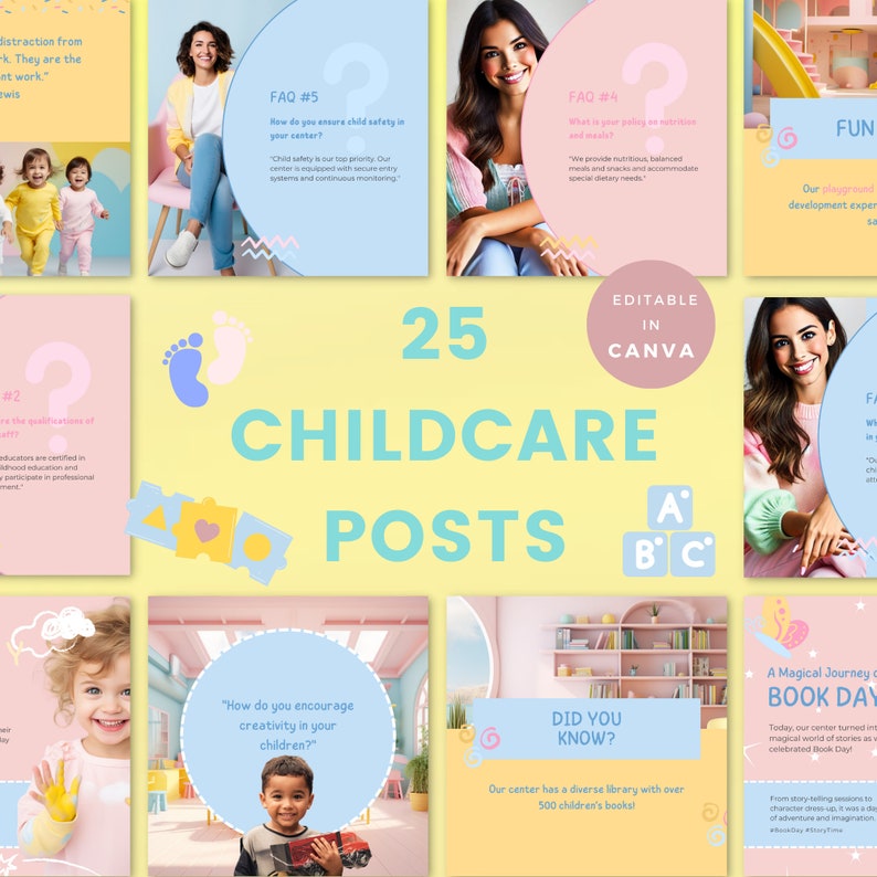 Daycare Social Media Posts | Early Childhood Educator | Template Pack ...