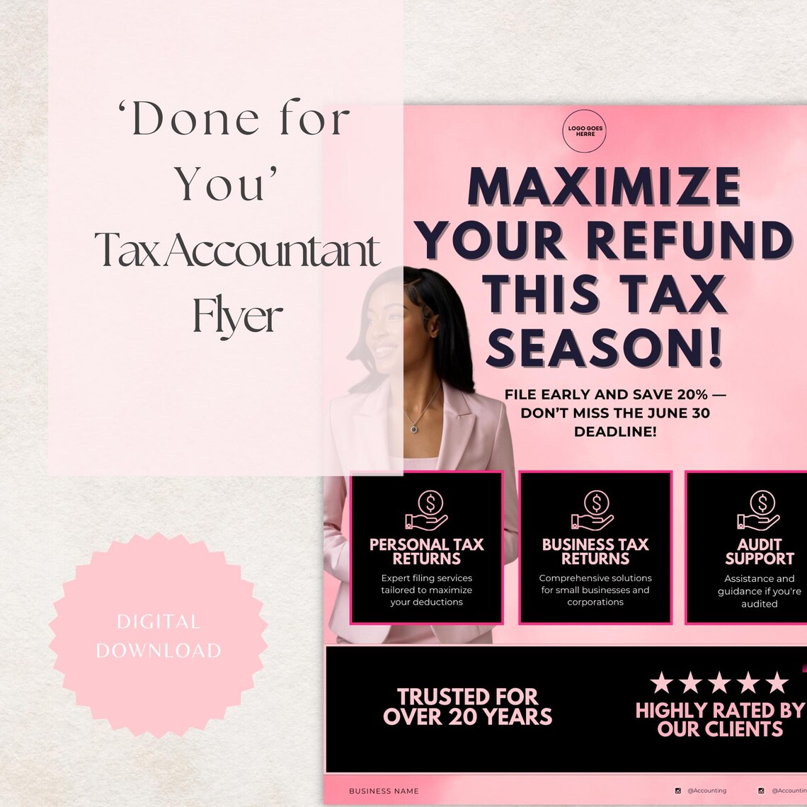 Editable Tax Accountant Flyer Template | Professional Tax Services ...
