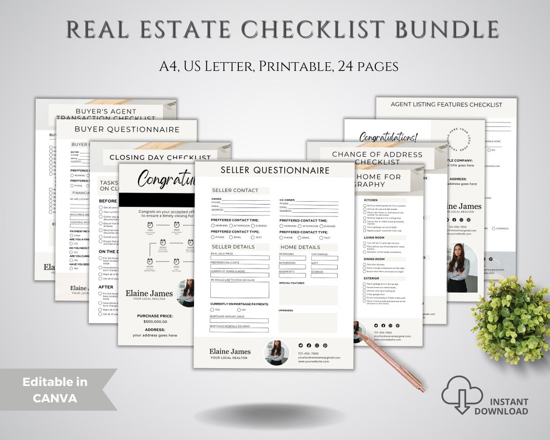 Real Estate Checklist Bundle | INSTANT DOWNLOAD | Home Seller & Buyer ...