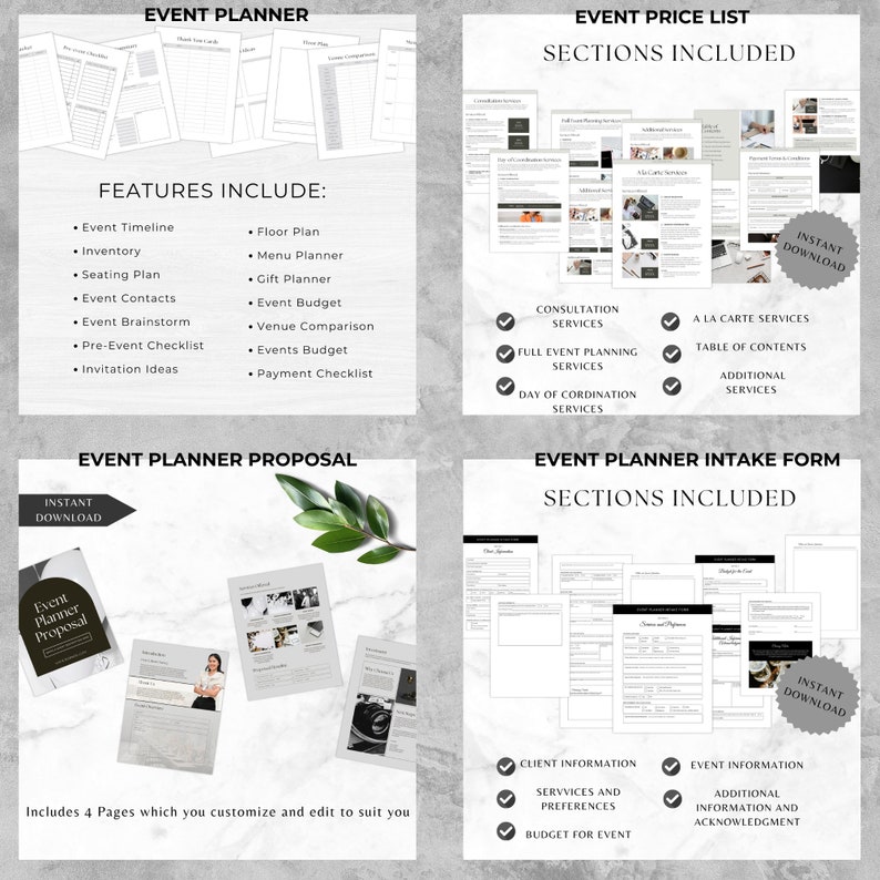 Event Planner Bundle Editable Canva Templates Party Planning Checklist ...