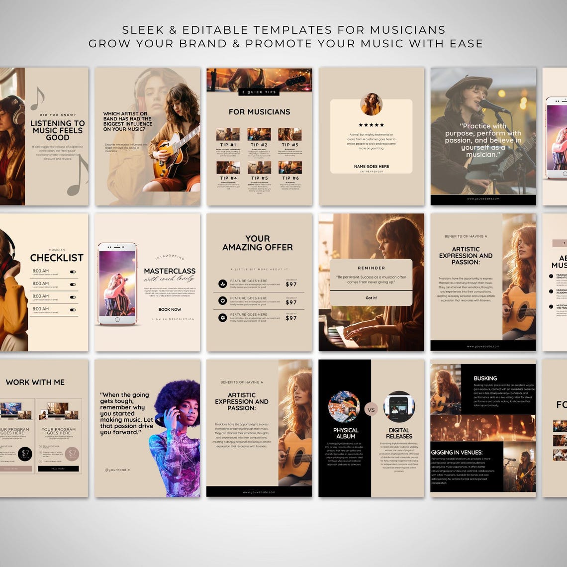 Musician Instagram Post Templates | Customizable Social Media Kits for ...