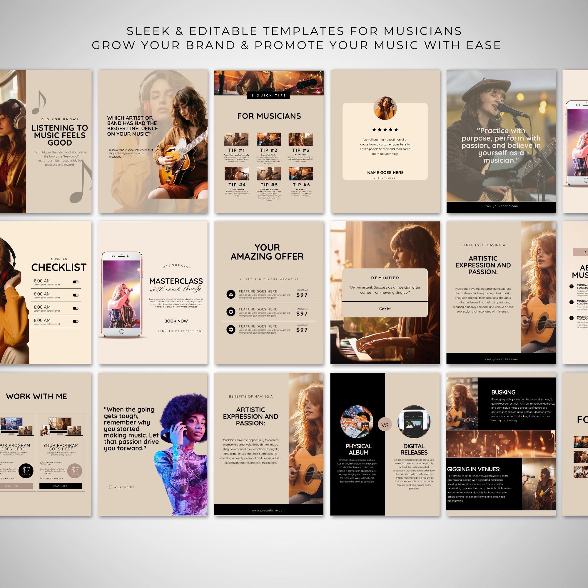 Musician Instagram Post Templates | Customizable Social Media Kits for ...