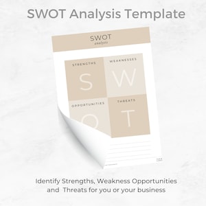 SWOT Analysis Template Worksheet, Instant Download, Business Growth ...