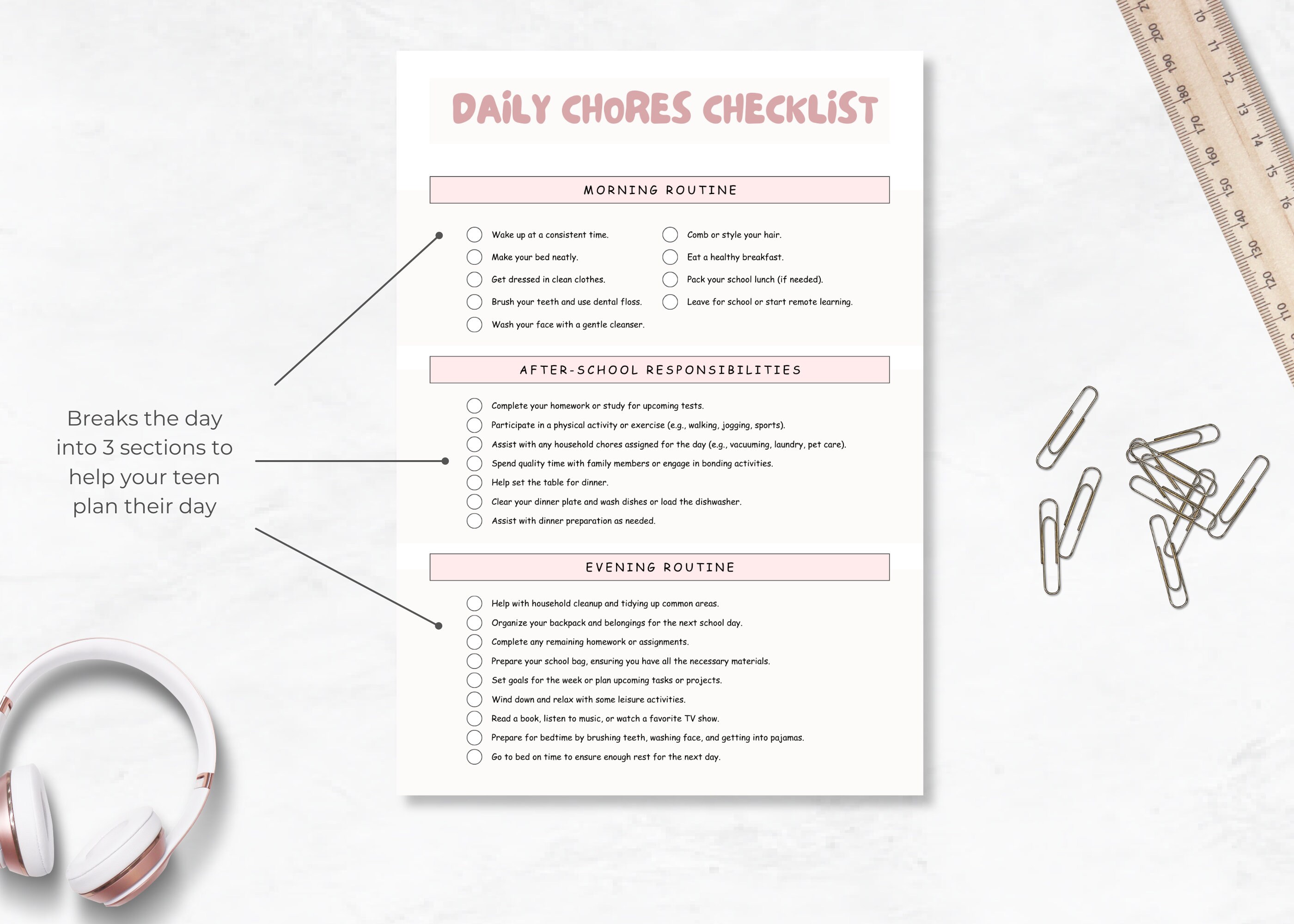 Kids Teens Weekly & Daily Tasks Printable Chart 2024 Summer Calendar ...
