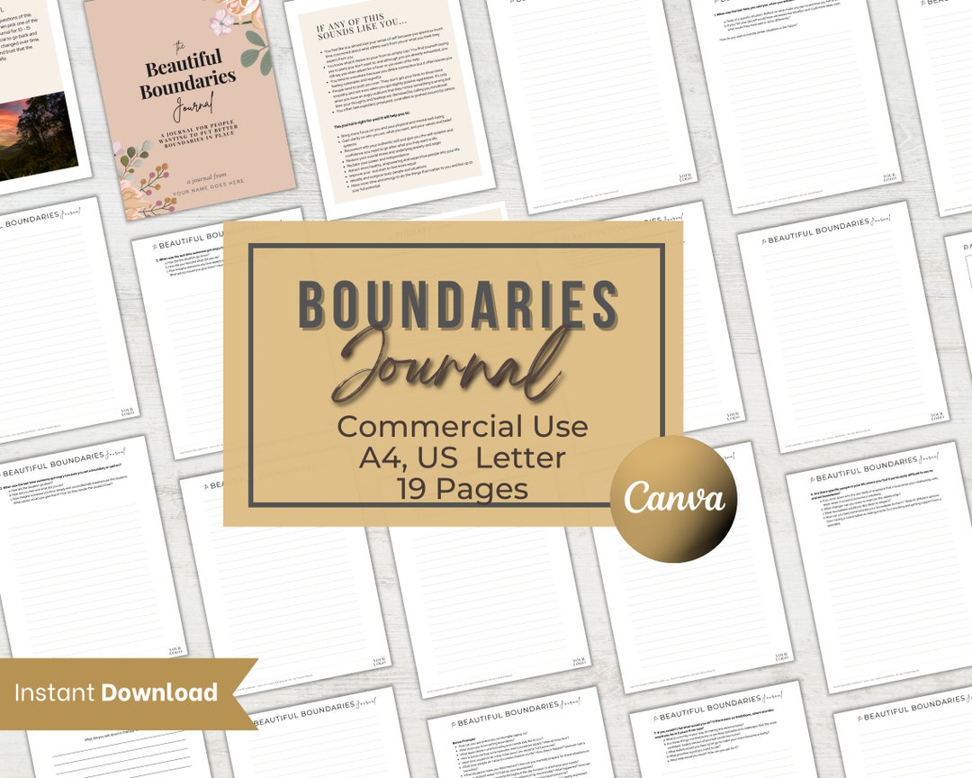 Beautiful Boundaries Journal INSTANT DOWNLOAD, Self Care Journal ...