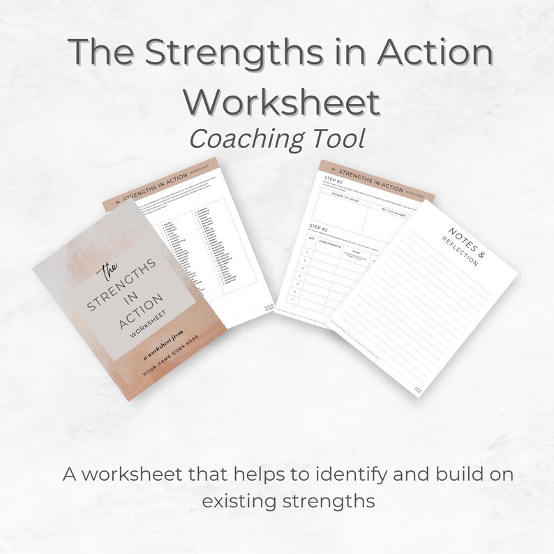 Strengths in Action Worksheet, INSTANT DOWNLOAD, Done for You, Coaching ...