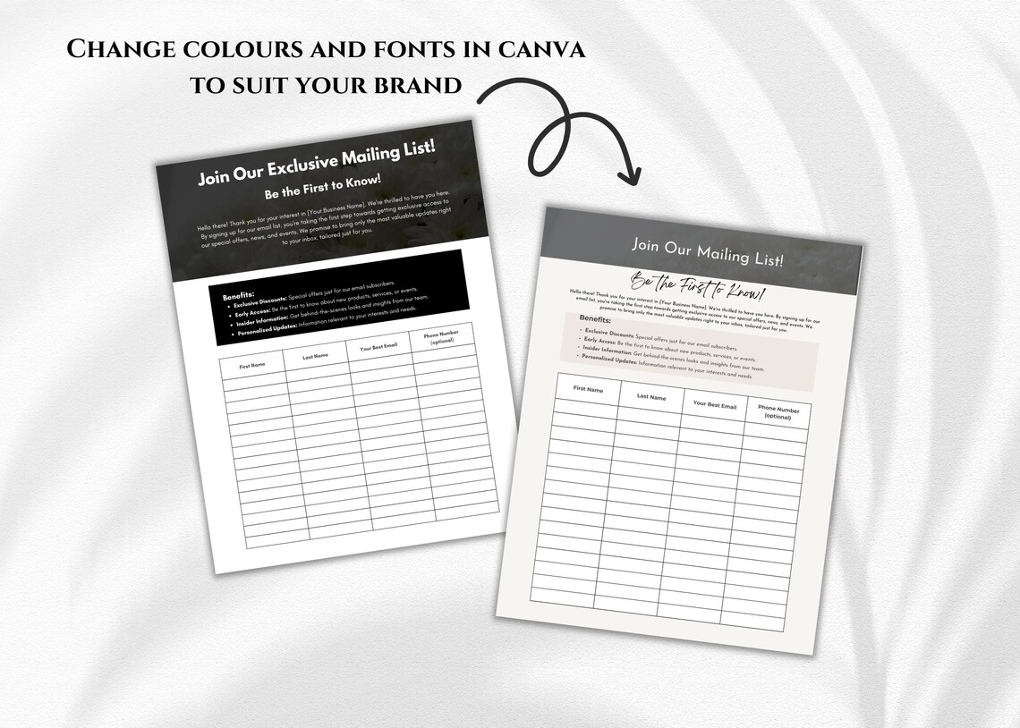 Printable Sign up Form for Events | Template Canva | Email Address List ...