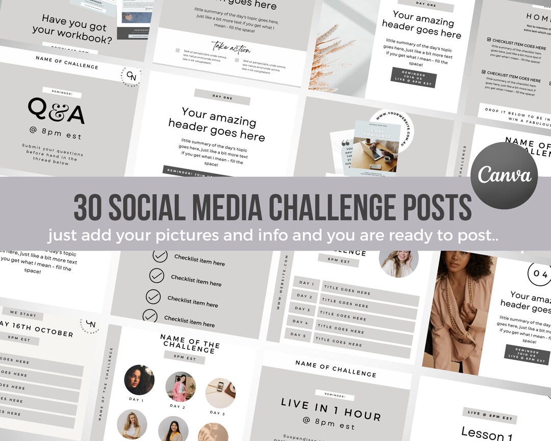 Promote Your Challenge, Instant Download, Social Media Posts , Canva ...