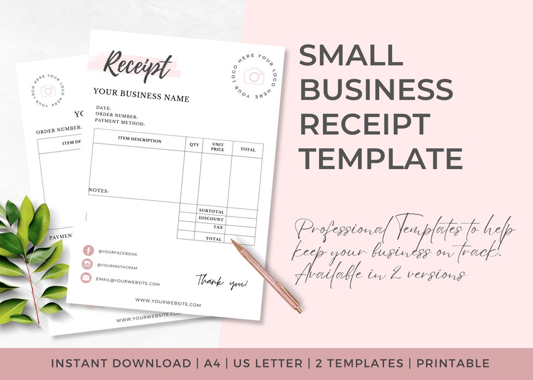 Receipt Template for Small Business | INSTANT DOWNLOAD | Customer ...