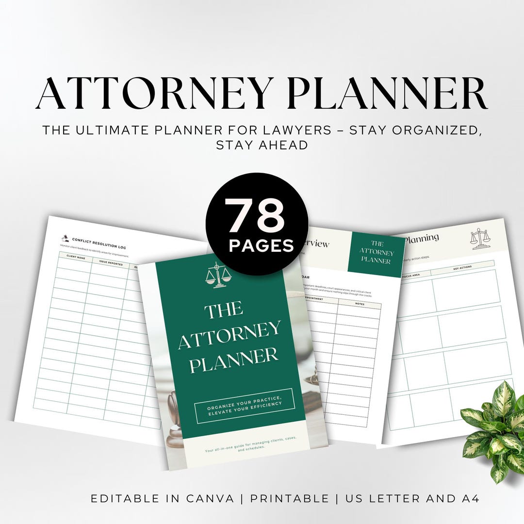 Editable Lawyer Planner | Daily Organizer for Attorneys | Legal Case ...