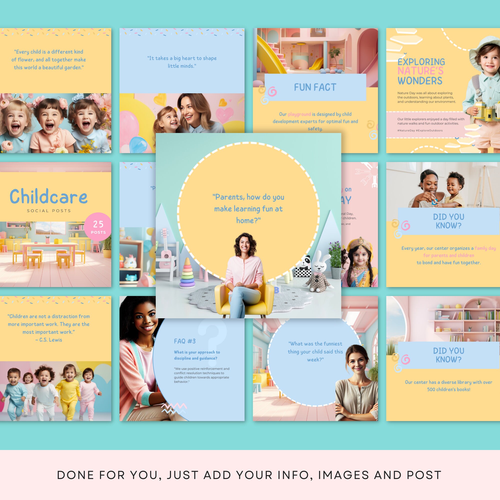 Daycare Social Media Posts | Early Childhood Educator | Template Pack ...