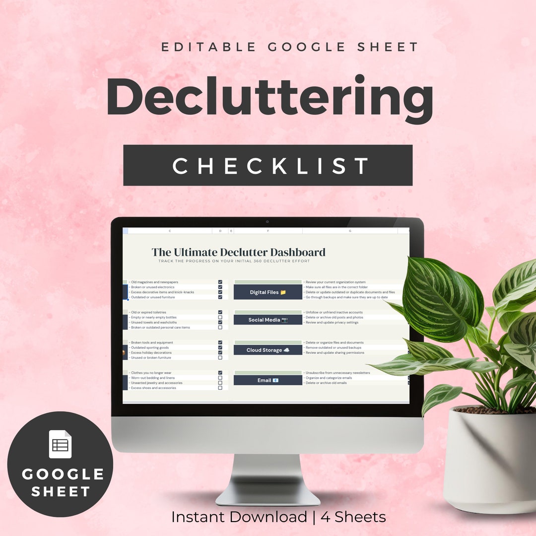 Google Sheets Declutter Checklist | INSTANT DOWNLOAD | Home Declutter ...