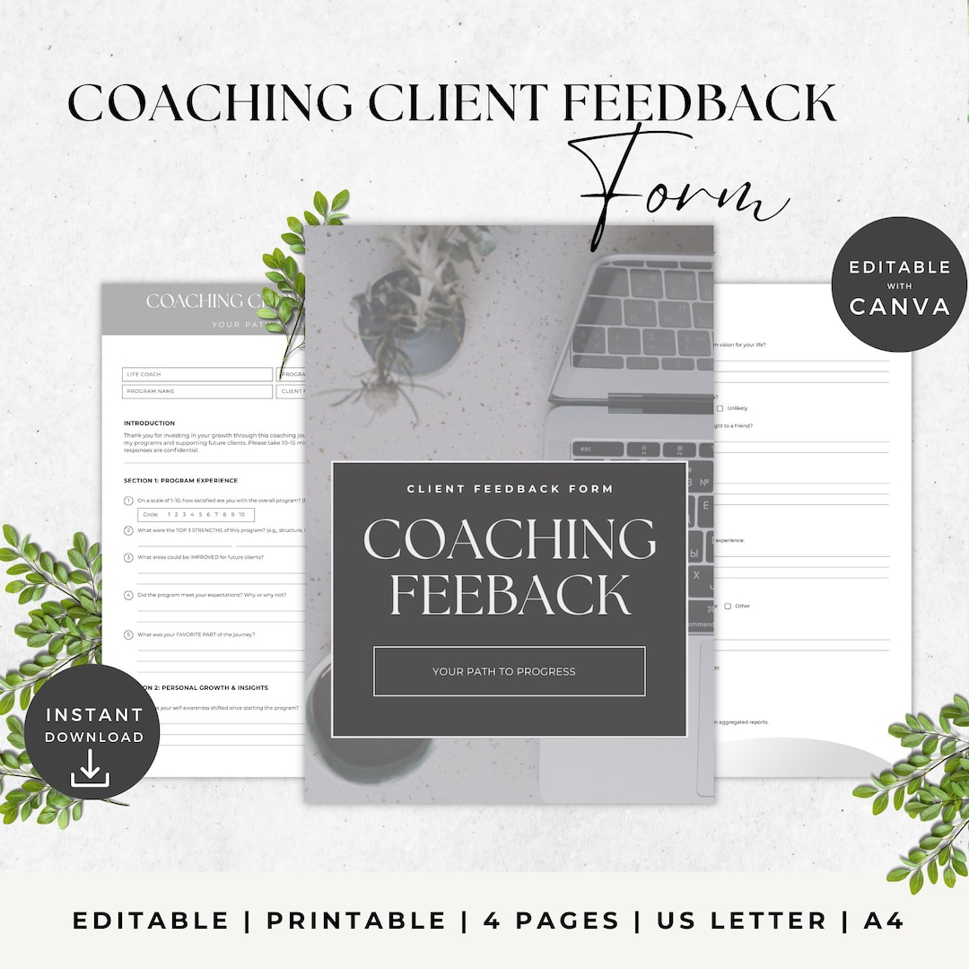 Coaching Client Feedback Form | Editable Digital Download for Coaches ...