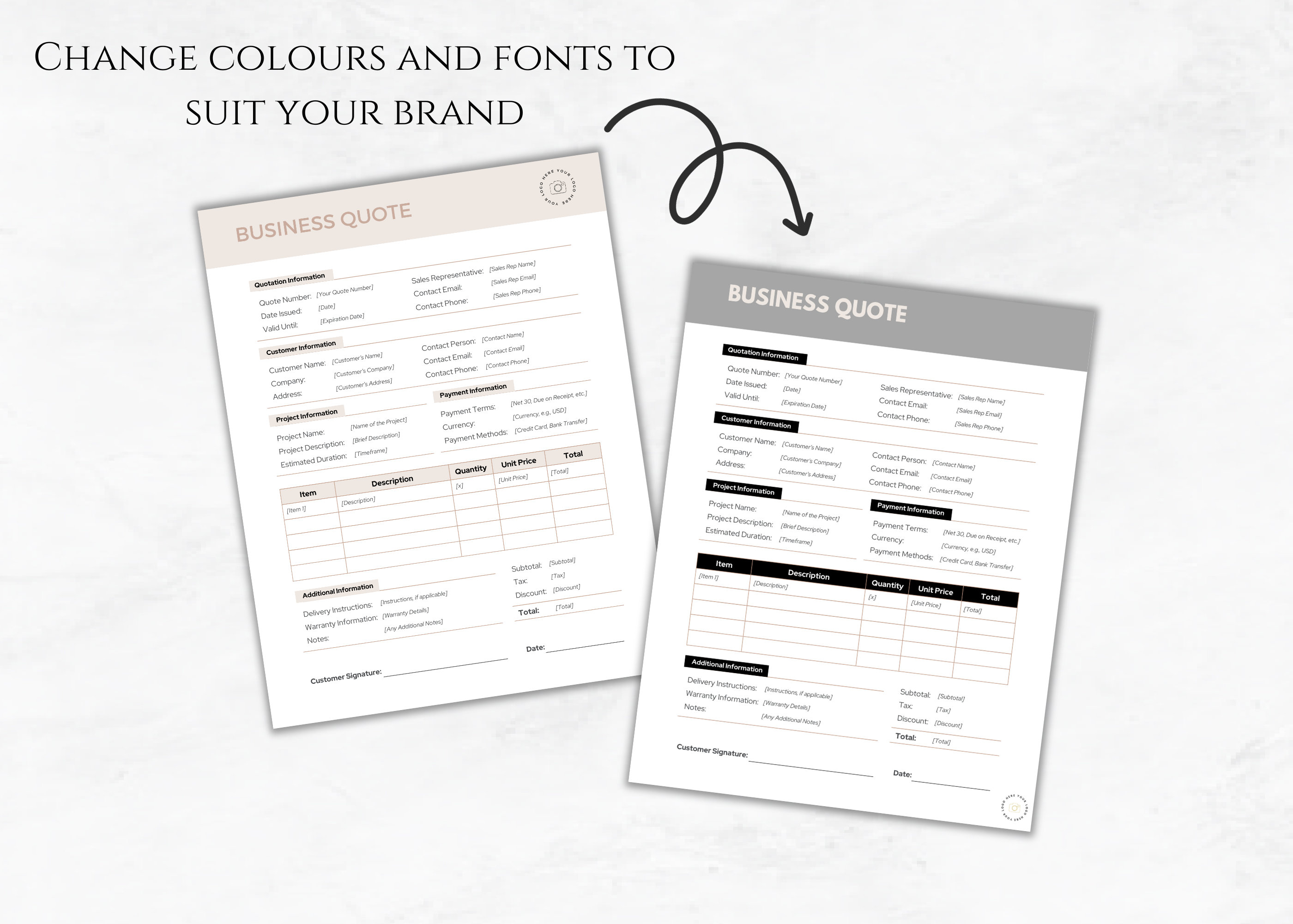 Editable Quotation Sheet Canva Template INSTANT DOWNLOAD Quote Form Job ...