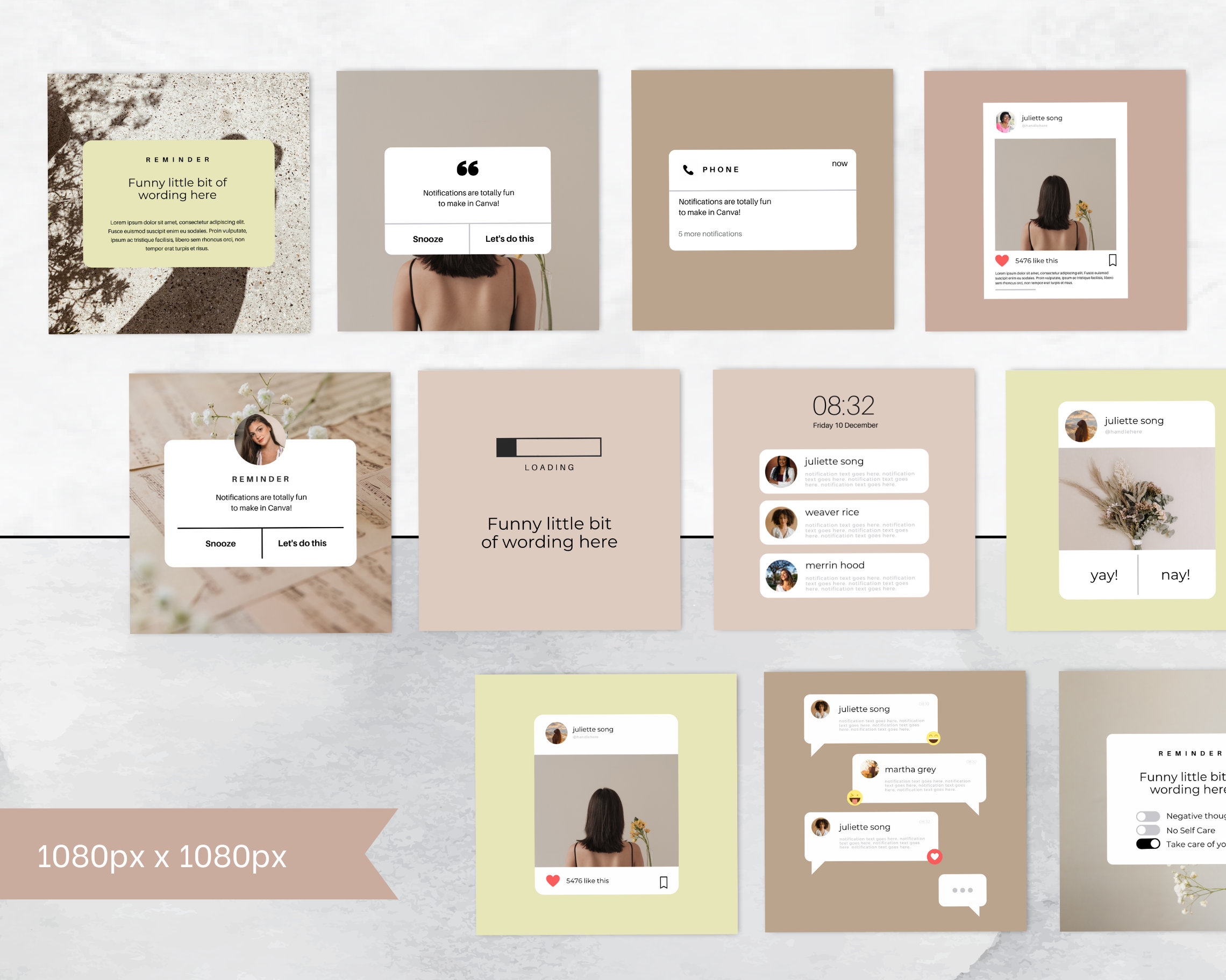 40 Instagram Posts Templates, Instant Download, Notification Posts ...