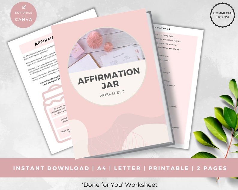 Affirmation Jar Worksheet | INSTANT DOWNLOAD | Mental Health Poster ...
