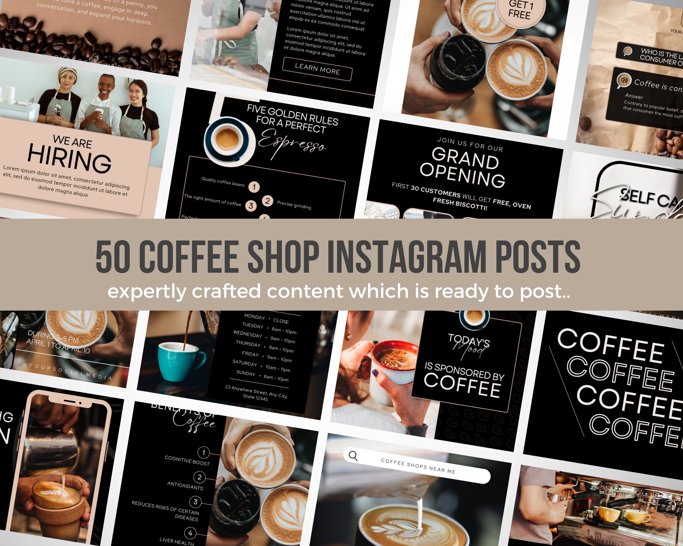 Coffee Instagram Templates | INSTANT DOWNLOAD | Café Business Social ...