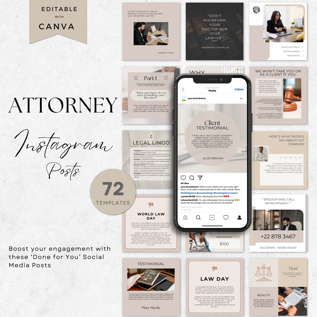 Instagram Templates for Attorneys | Lawyer Social Media | Ig Legal ...
