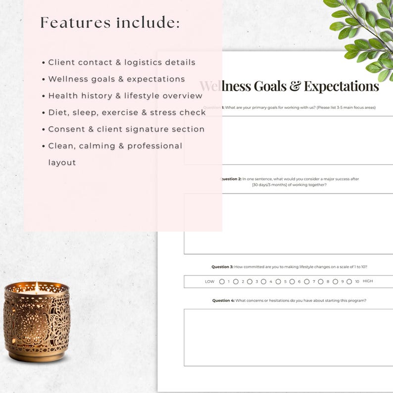 Client Intake Form for Health & Wellness Practitioners | Professional ...