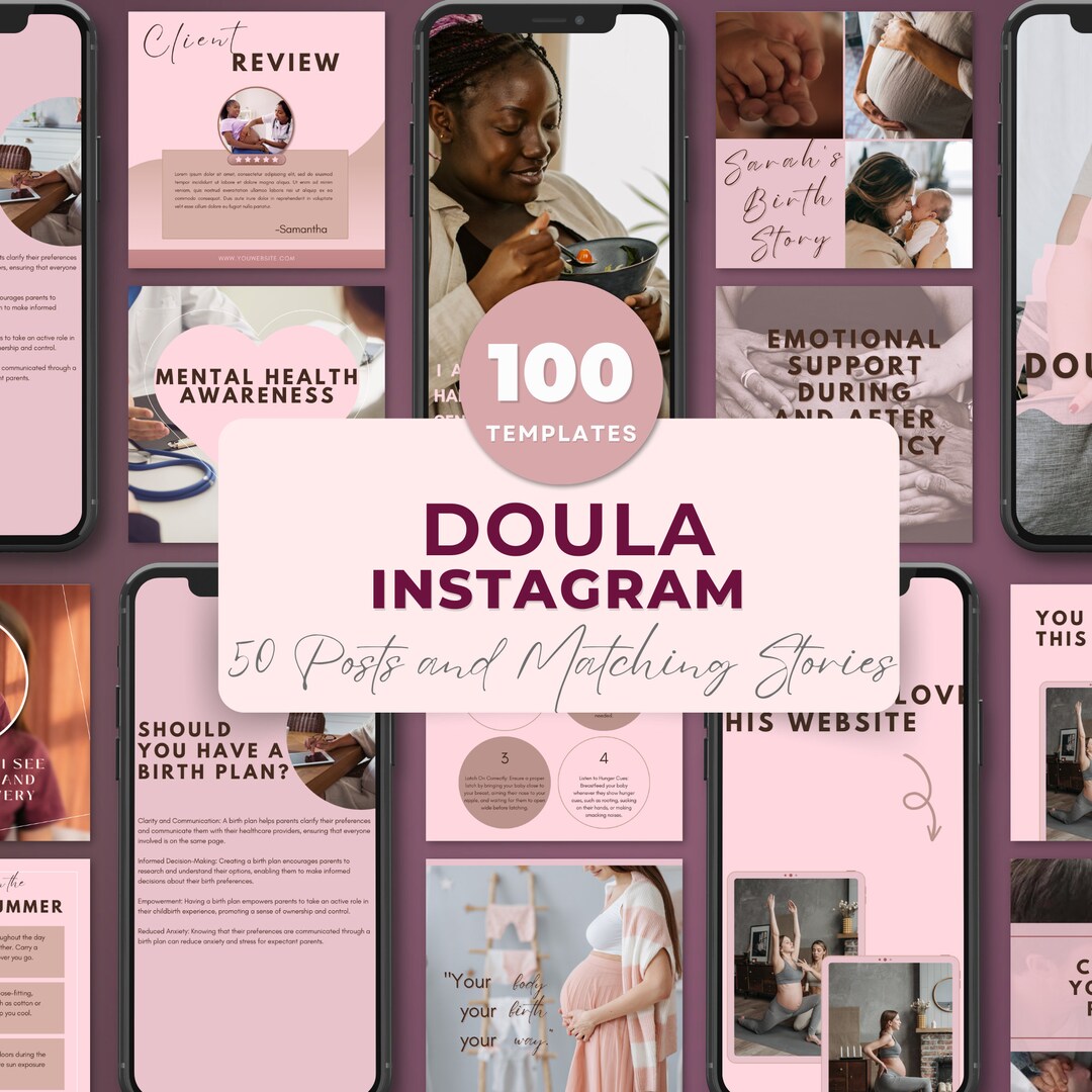 Doula Social Media | Canva Templates | Birth Doula Highlights ...