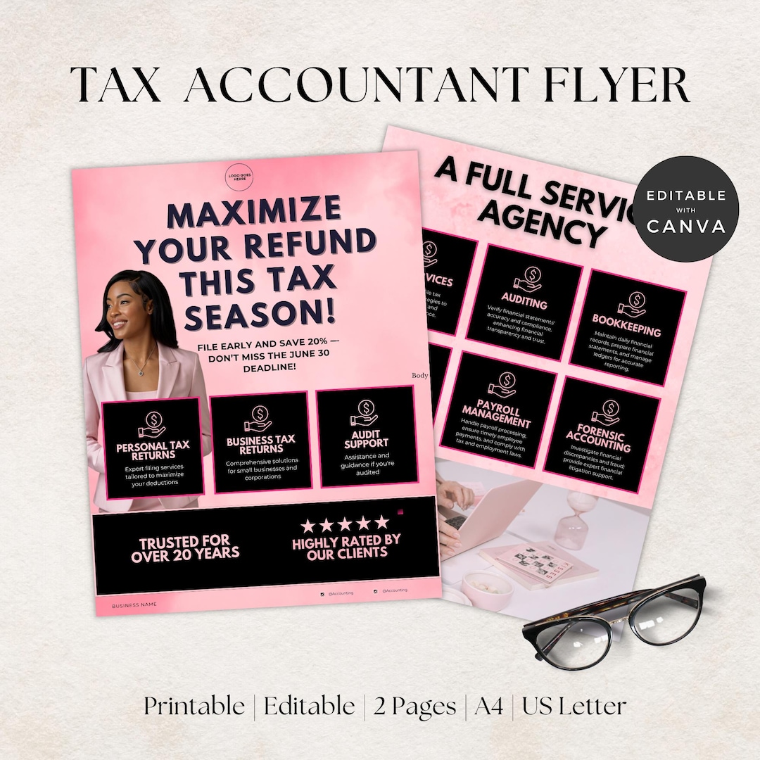Editable Tax Accountant Flyer Template | Professional Tax Services ...